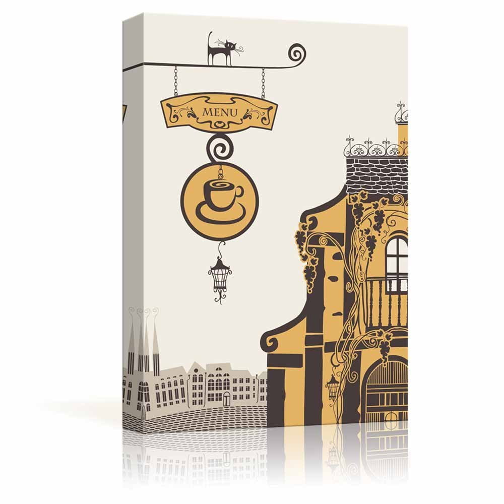 wall26 Canvas Prints Wall Art - Banner for Menu to Old Cafe in City for ...