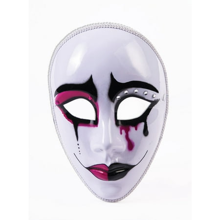 Harlequin Pierrot Mime Masquerade Mask Tears Sad Face Womens Costume ...