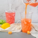 Treamon Clear Plastic Cups, Disposable 20 oz Cups, Lids and Straws, BPA ...
