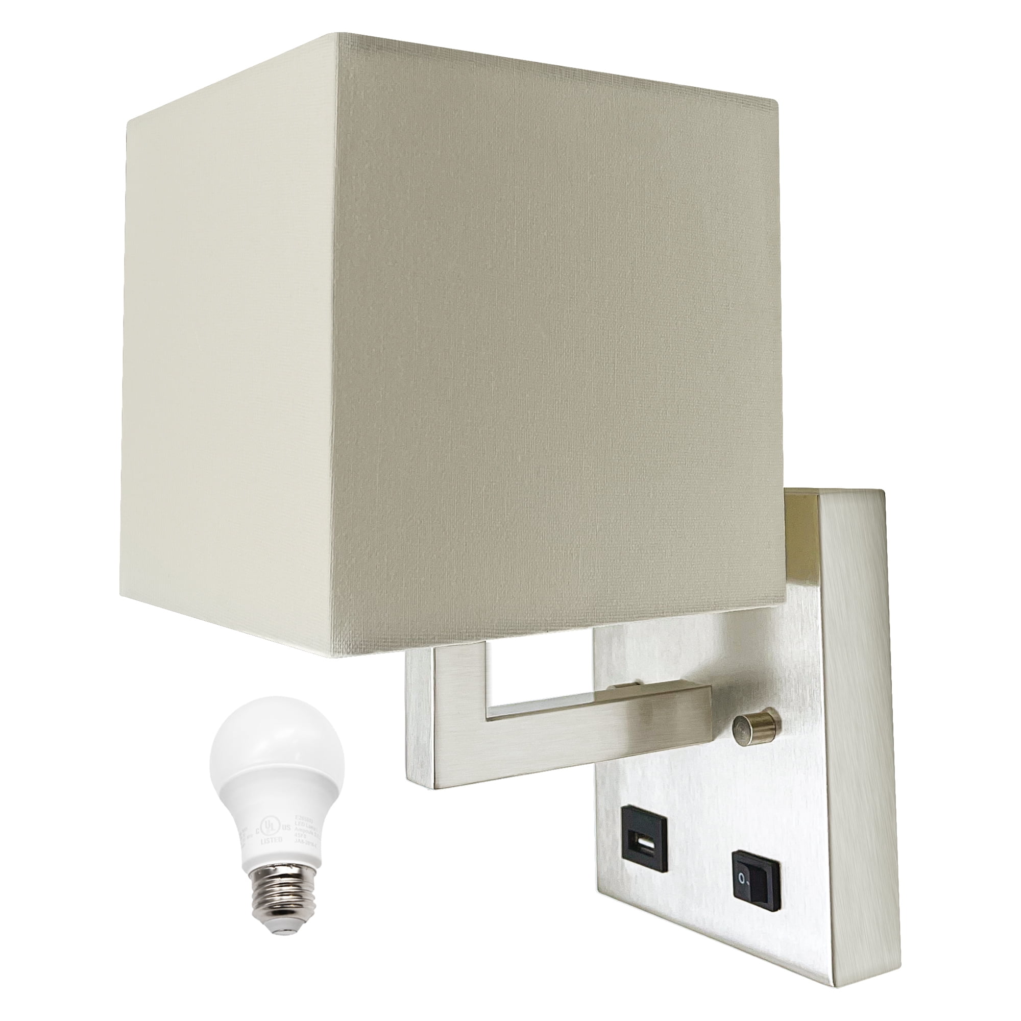 MingBright LED Fabric Light Fixture with Switch and USB Charger ( 5V 2 ...