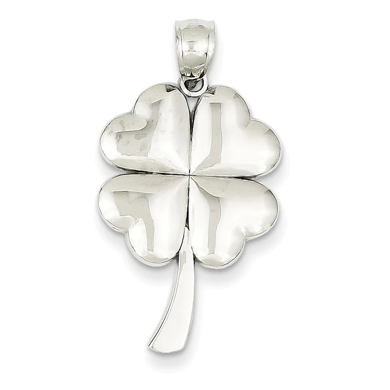 14k White Gold 4-Leaf Clover Pendant D2911 - Walmart.com