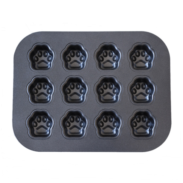 12 Cup Mini Dog Cat Paw Print Shaped Madeleine Baking Pan Nonstick ...