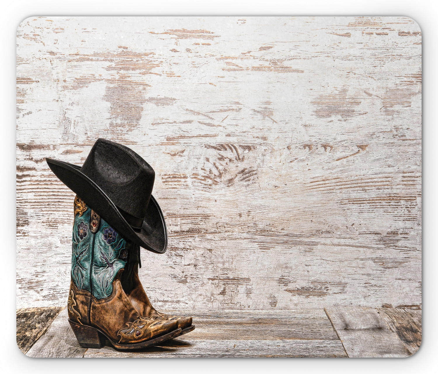 Western Mouse Pad, Traditional Rodeo Cowboy Hat and Cowgirl Boots Retro ...