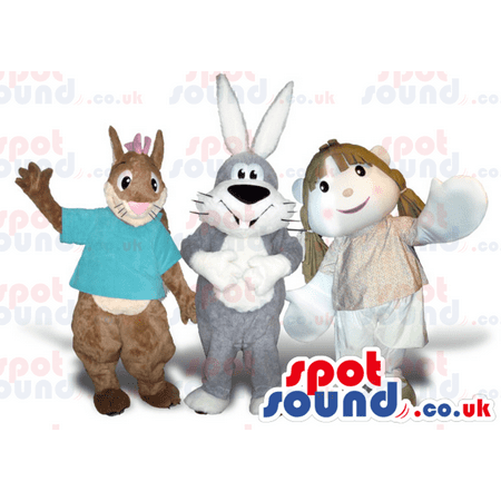 Three Different Kinds Of Animal And Girl Plush SPOTSOUND Mascots ...