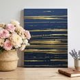 Blue Gold Lines Canvas Wall Art for Living Room, Strip Abstract Modern ...