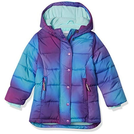 Essentials Toddler Girls Long Heavyweight Hooded Puffer Jacket, Purple ...
