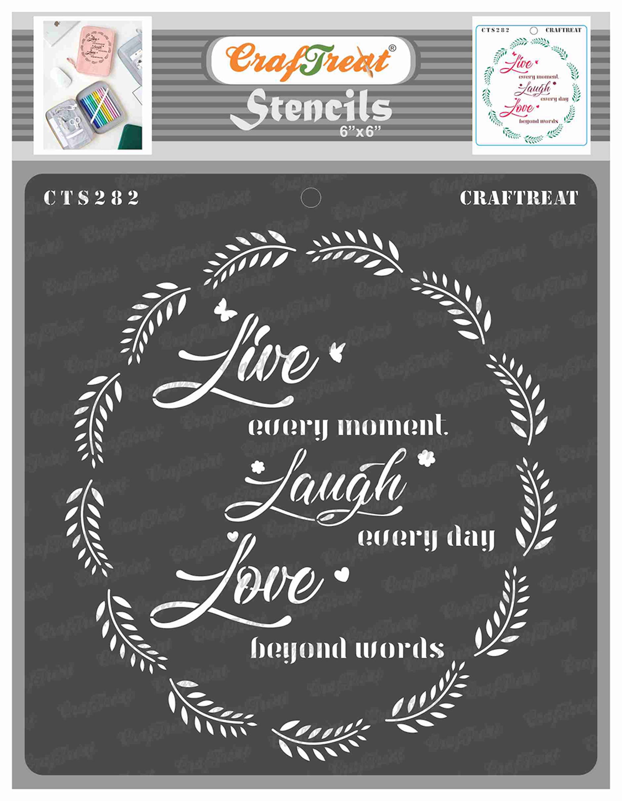 CrafTreat Live Laugh Love Stencil for Painting and Crafting - 6"x6 ...