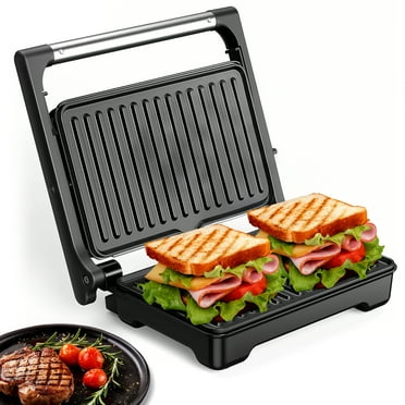 Panini Press Sandwich Maker, 4 Slices Panini Grill Non-Stick Coated ...