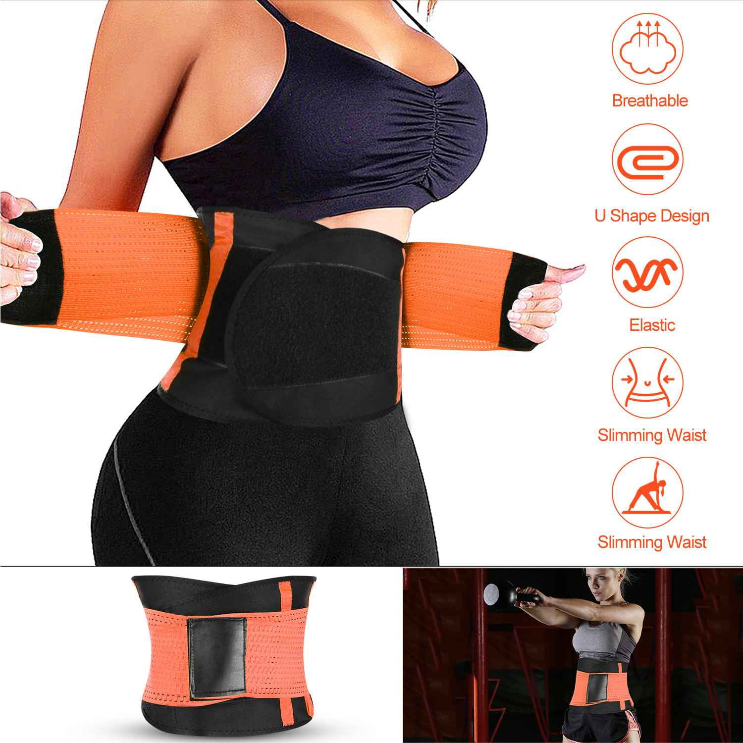 U-Shaped Slimming Waist Belt Body Abdominal Shapewear Sport Tummy ...