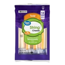 Great Value Light Mozzarella String Cheese, 10 oz Bag, 12 Count ...