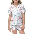 Girls' Bow Print Pajama Set Short Sleeve Button Down Top and Shorts ...