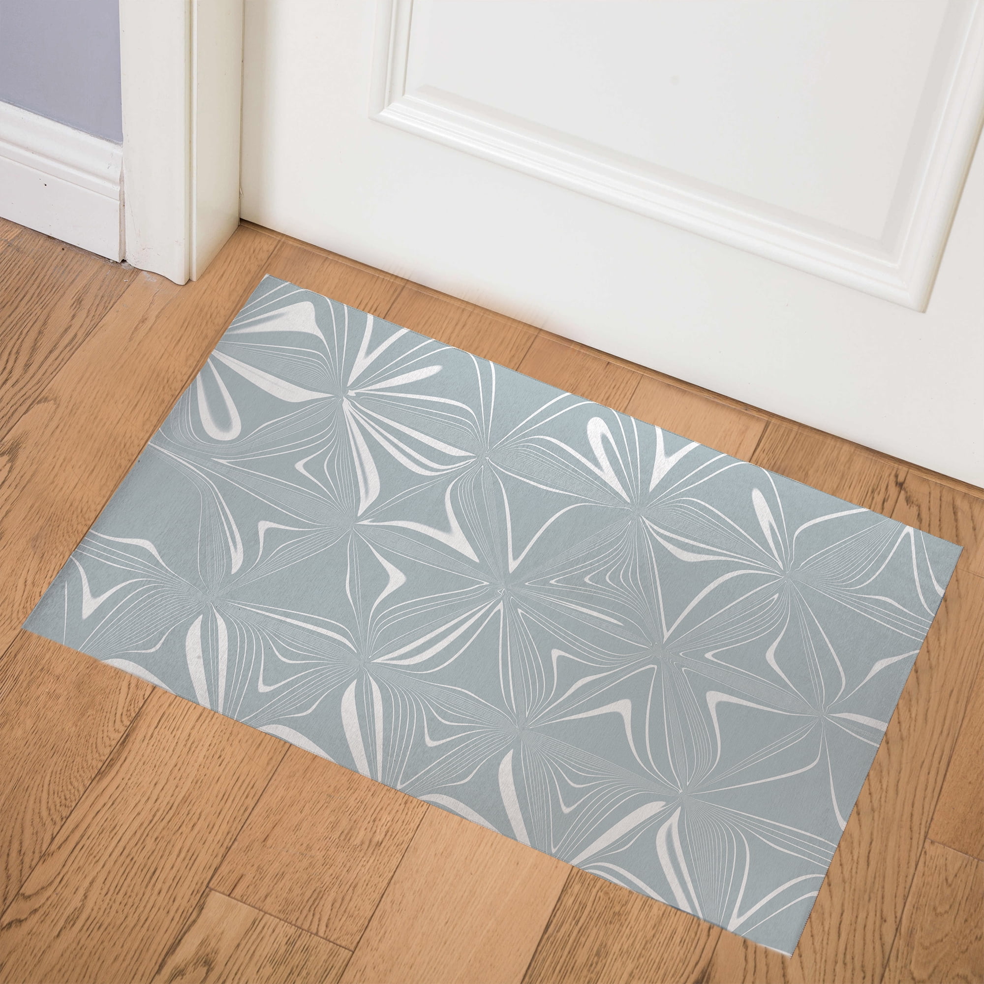 KENITIC FLOWER LIGHT DENIM Indoor Floor Mat By Kavka Designs - Walmart.com