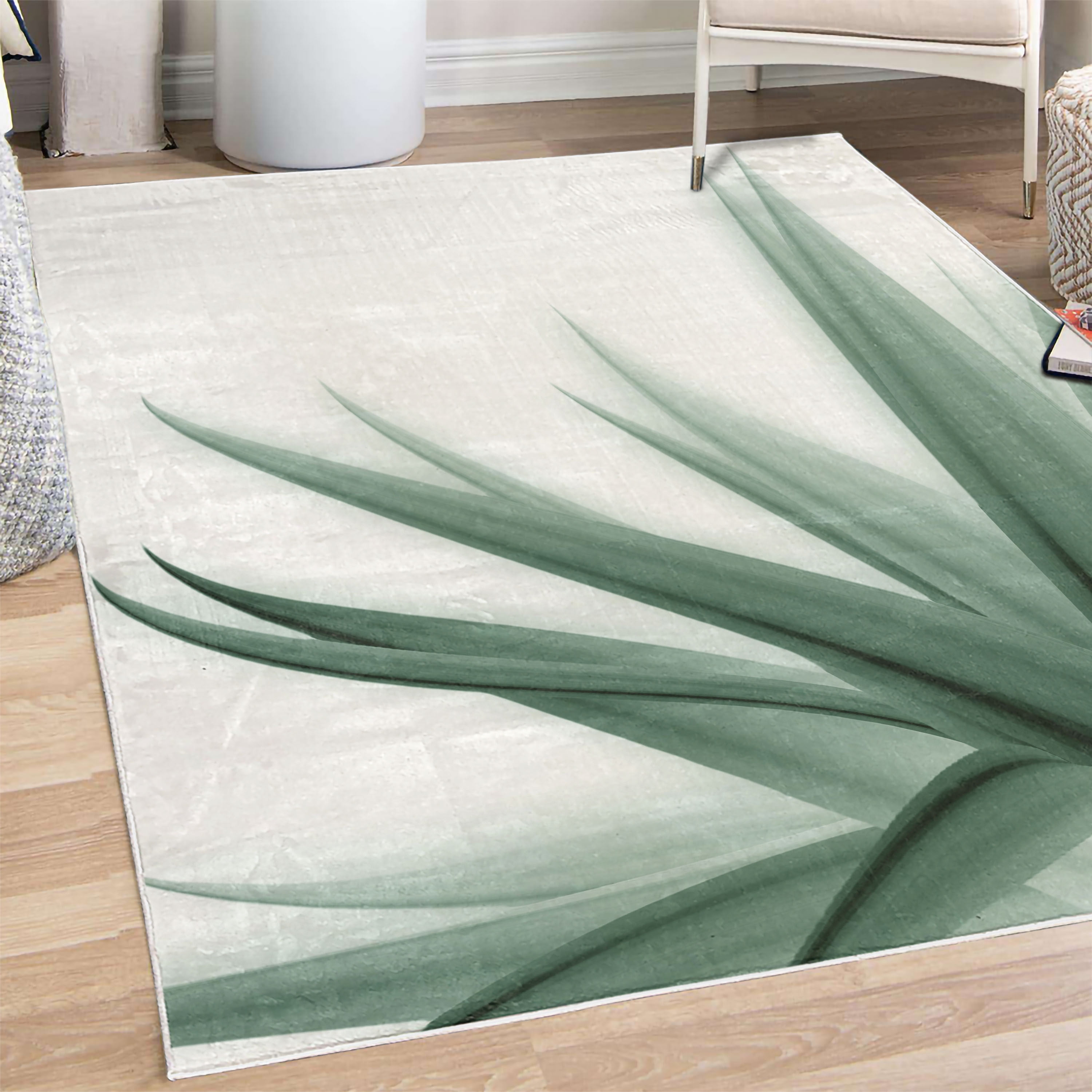 Flower Decorative Rug, Ombre Color Change Style Leaves Water Colored ...