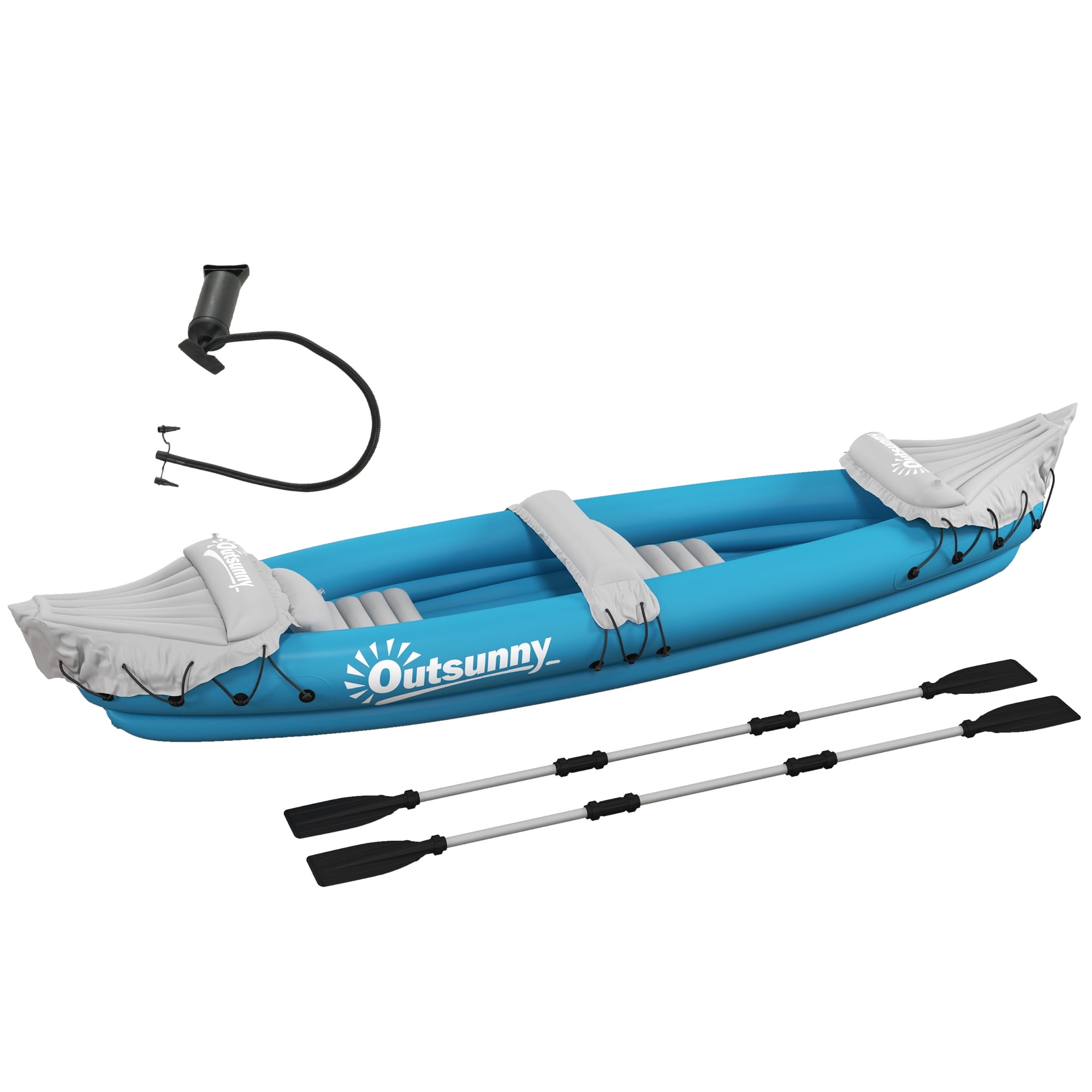 Outsunny 2-Person Inflatable Kayak Boat, Canoe Set With Air Pump, Blue ...