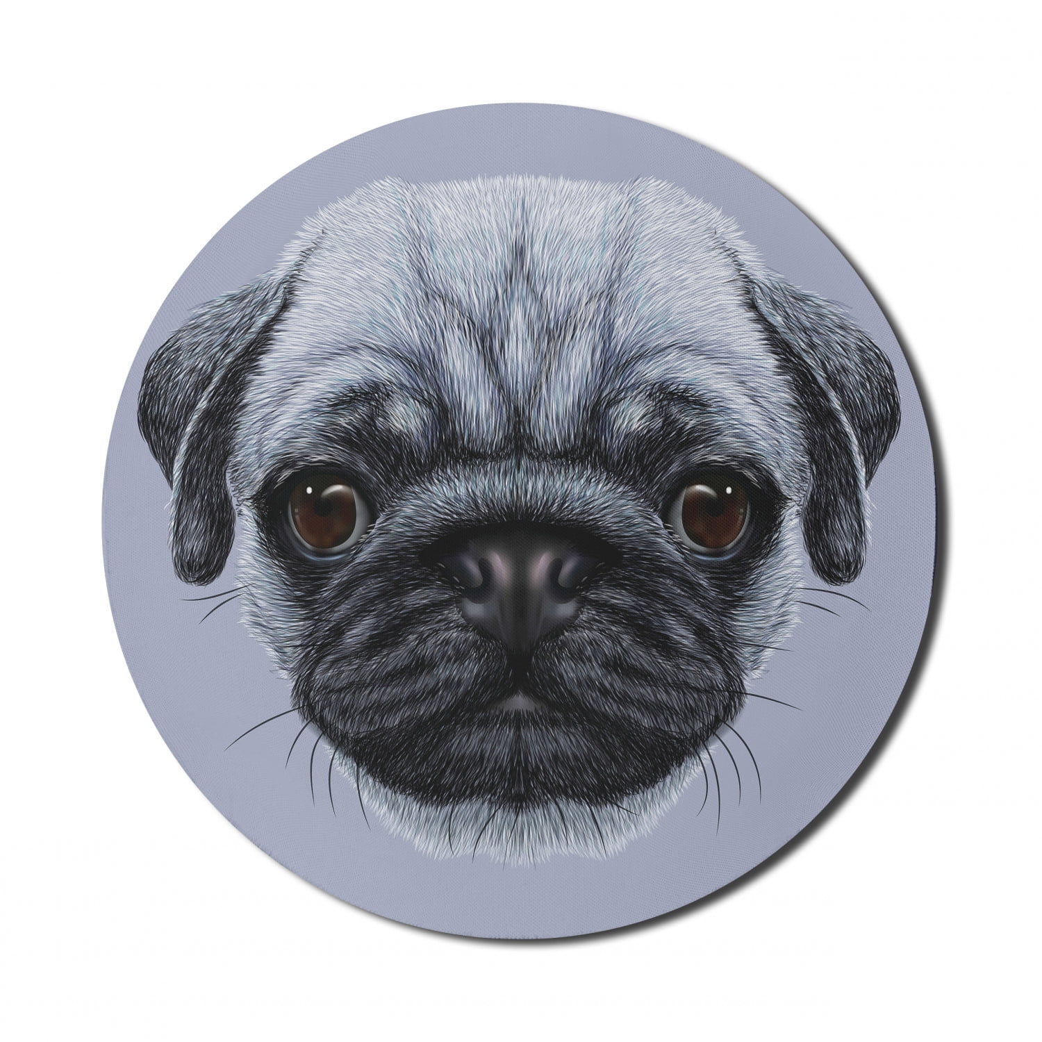 Pug Mouse Pad for Computers, Realistic Style Detailed Young Dog Giant ...