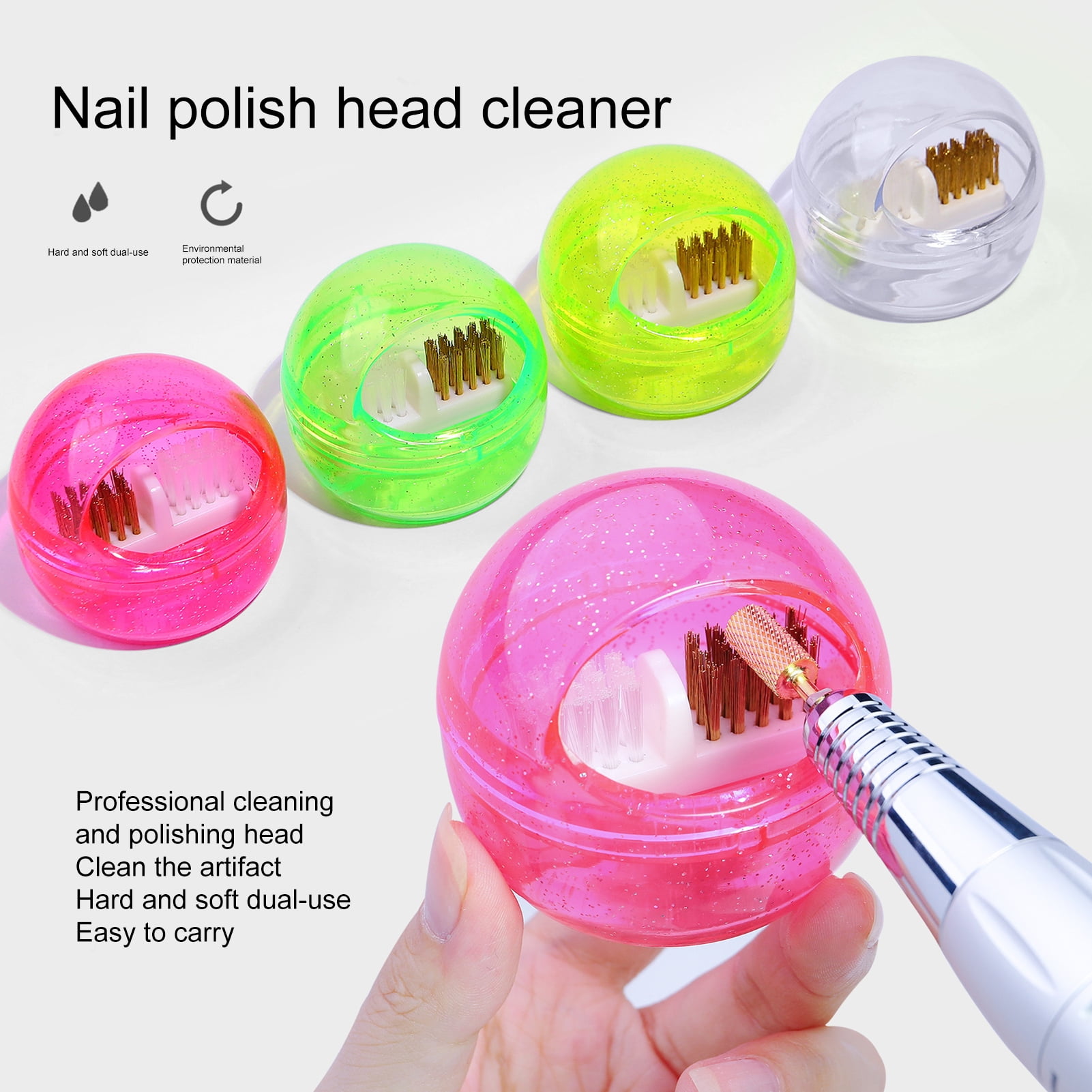 dianhelloya Nail Art Tools Grinding Head Cleaner Soft Hard Bristles ...