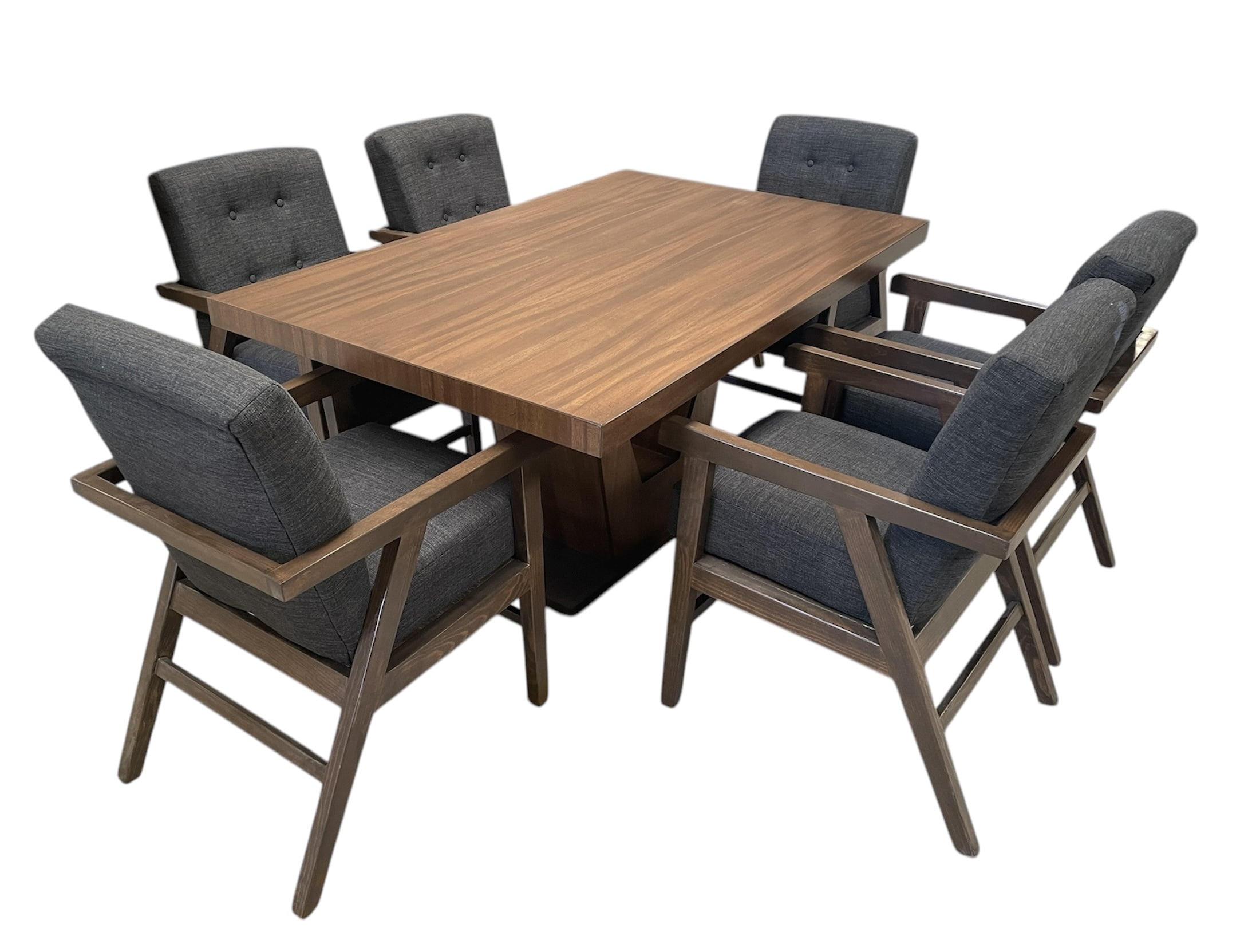 Comedor Paris 6 Sillas, Lino Oxford, Chapa De Parota, 160x100 cm ...