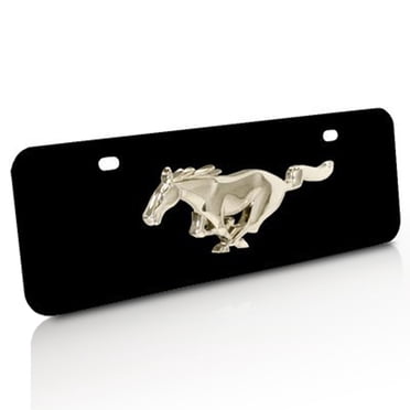 Ford Mustang Logo On Mini License Plate (Black on Chrome) - Walmart.com