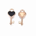 100 pc Alloy Pendants with Enamel Heart Key Light Gold Mixed Color ...
