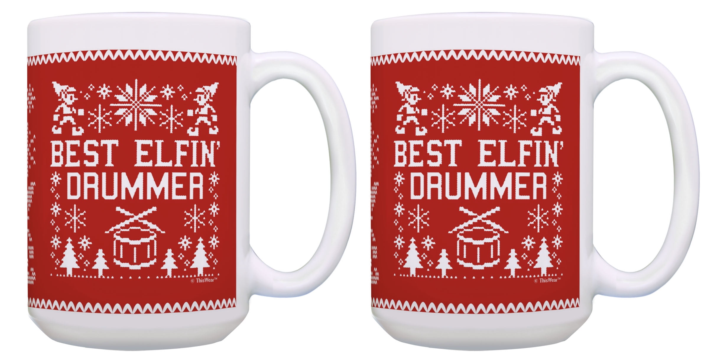 ThisWear Drummer Mugs Best Elfin Drummer Ever Drummer Coffee Cup Set 2 ...