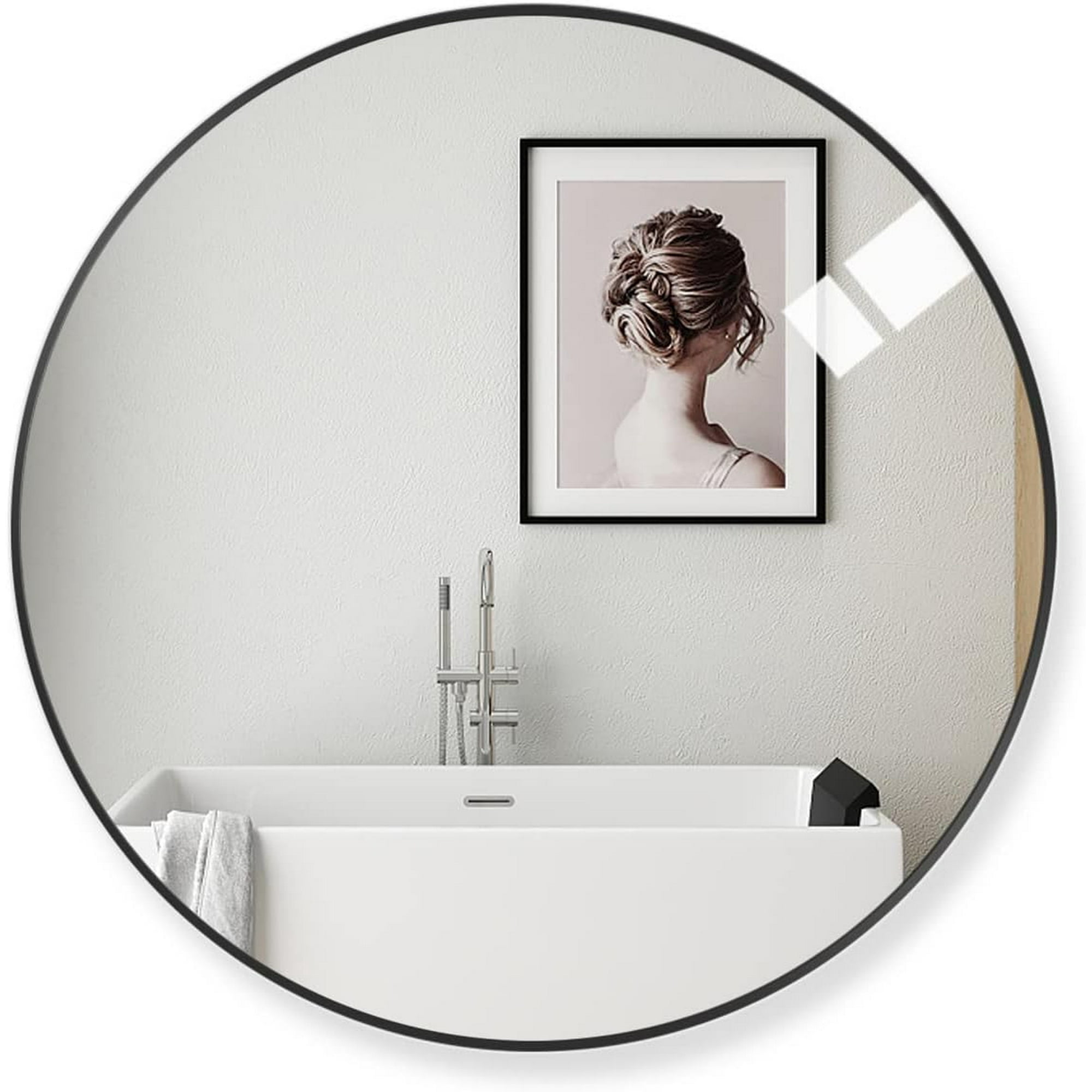 Click here for Vorcoy 50cm Large Modern Round Mirror Black Brushe... prices