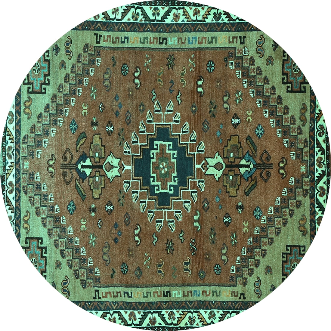Ahgly Company Indoor Round Persian Turquoise Blue Traditional Area Rugs ...