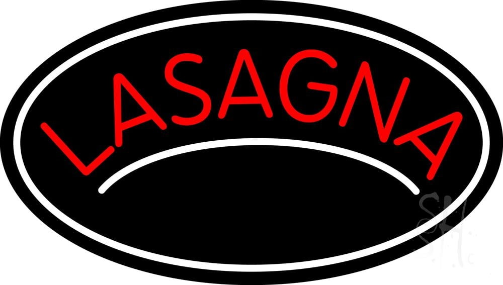 Red Lasagna Oval LED Neon Sign 13 x 24 - inches, Clear Edge Cut Acrylic ...