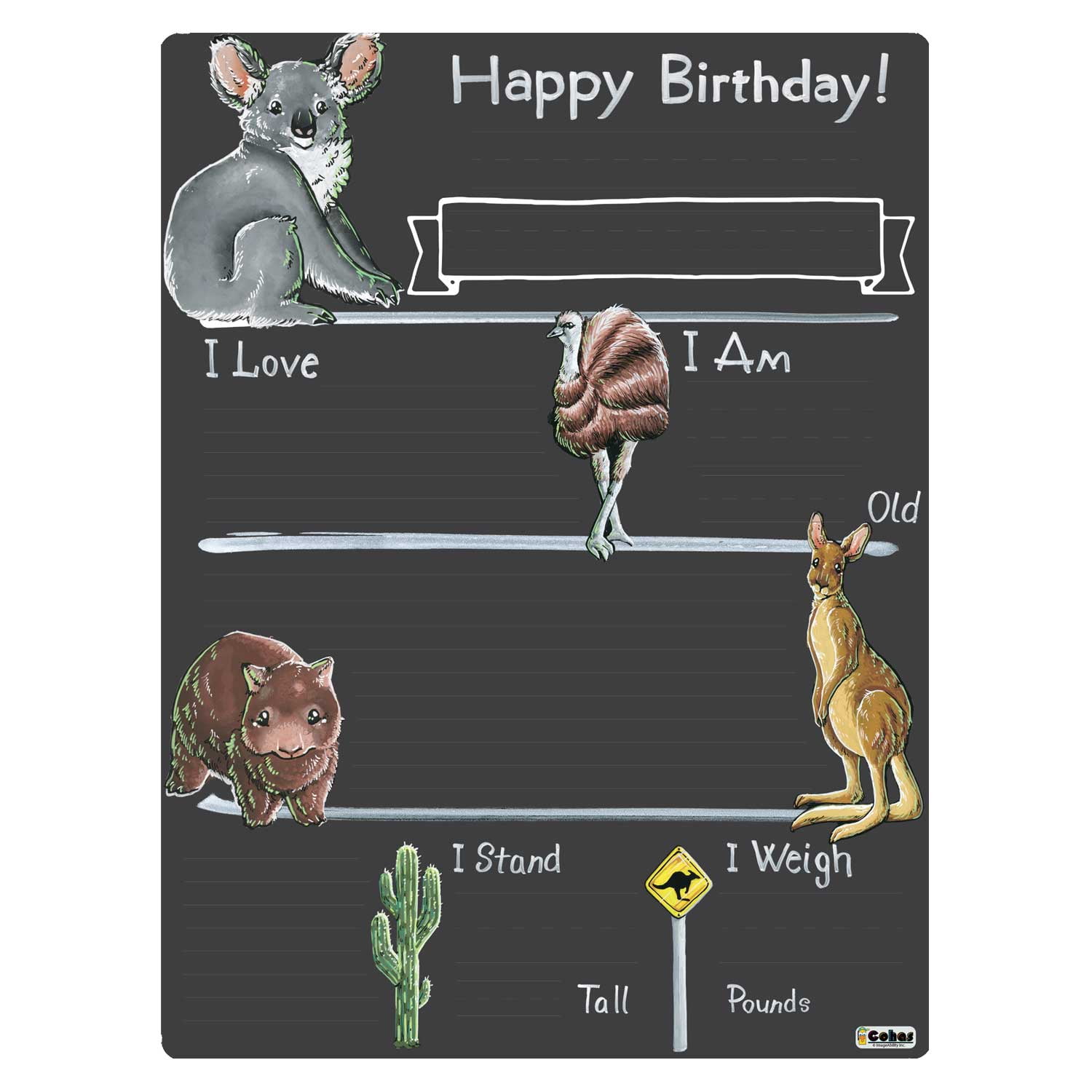 Cohas Outback Theme Birthday Milestone Chalkboard, 12 by 16 inches, No ...