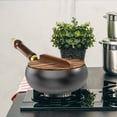 Hand Forged Uncoated Iron Pot with Wood Lid - Big Belly Frying Pan for ...