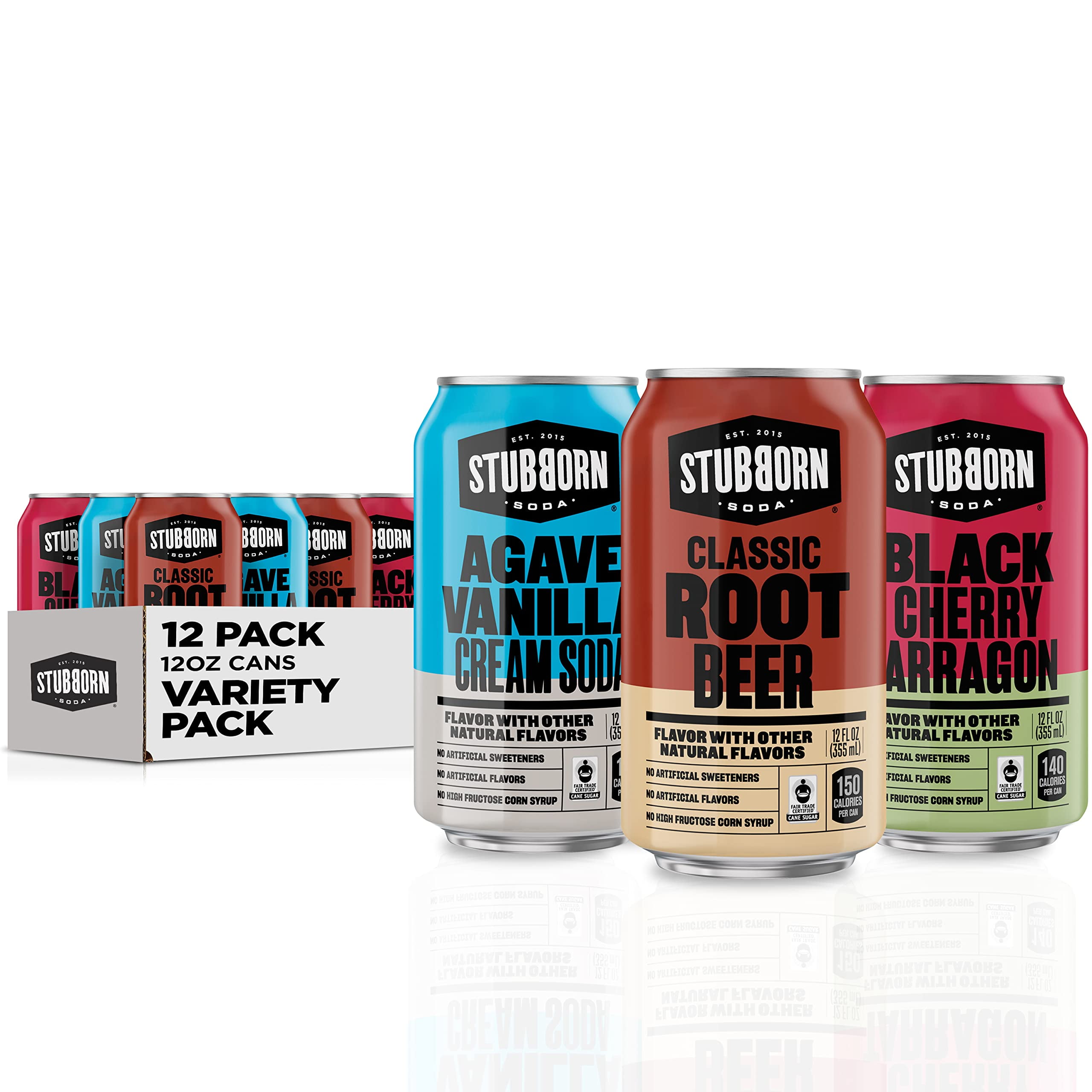 STUBBORN SODA, 3 Flavor Variety Pack, 12oz Cans (12 Pack) | Bodega ...