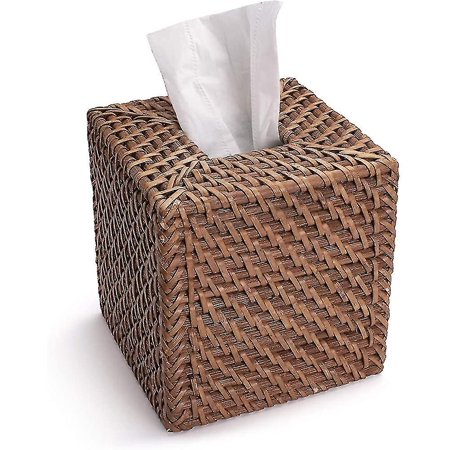 Square Rattan Tissue Box, Wicker Tissue Dispensers For Home Hotel Bath ...