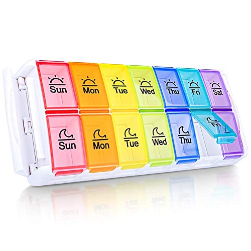 AUVON Quick-Refill Weekly Pill Organizer (Twice a Day), Refill Your 7 ...