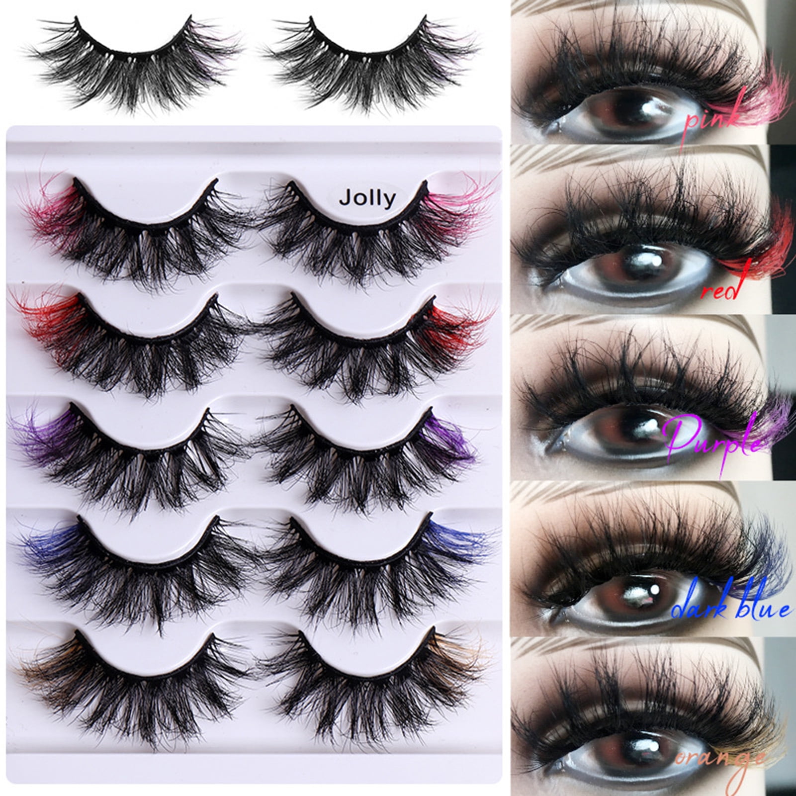 Wharick Fake Eyelashes, 5 Pairs False Eyelashes Ultra-Thick Vivid Color ...