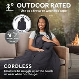 Sunbeam On-The-Go Outdoor Throw Charcoal Nylon Microplush, 4 Heat ...