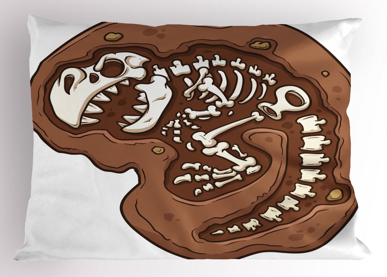 Dinosaur Pillow Sham T-Rex Fossil in the Ground Clip Art Style Dead ...