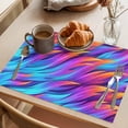 Abstract Art Cotton Linen Placemats Set of 12, Blue Purple Yellow ...