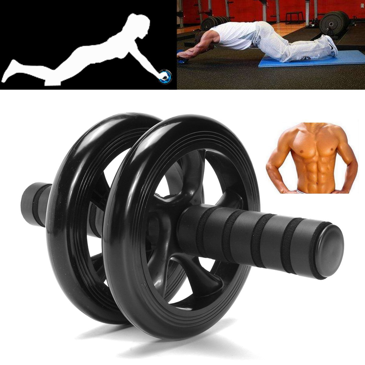 Dual Ab Wheel Roller Core Strength Abdominal Training Workout Exercise ...
