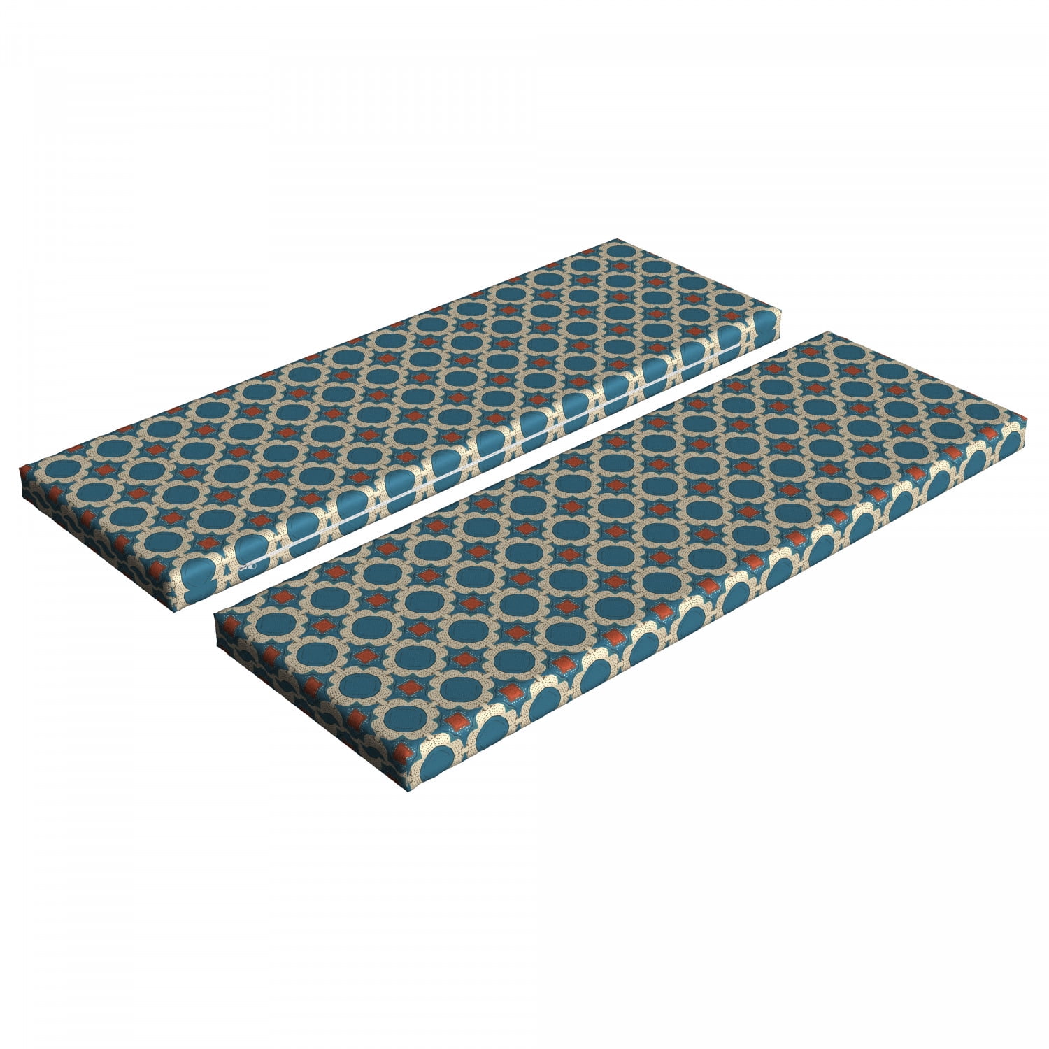 Abstract Bench Cushion Set of 2, Hand Drawn Style Pattern with Round ...