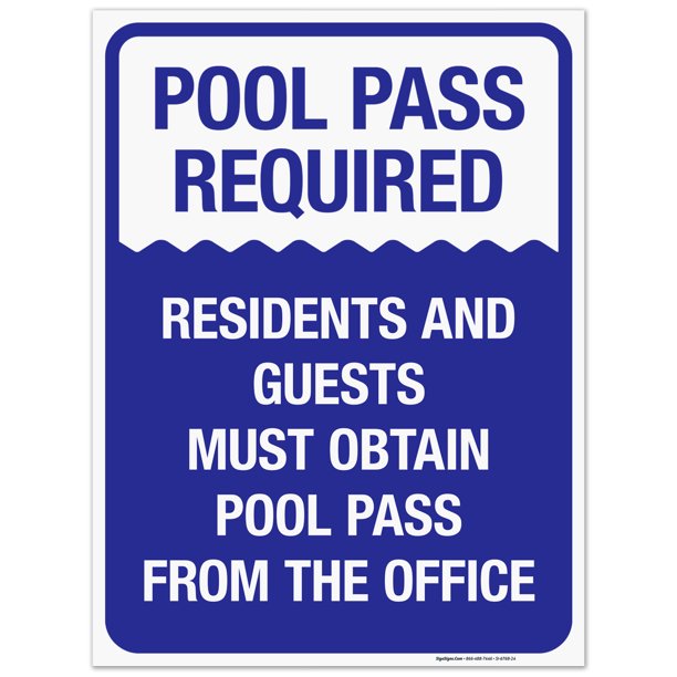 Pool Pass Required Sign, Pool Sign, 10x10 Vinyl Sticker - Walmart.com