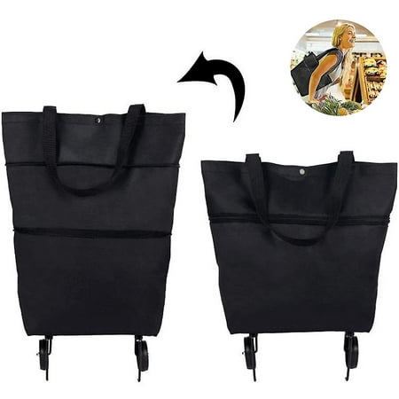 Foldable Shopping Trolley, Collapsible Two-stage Zipper Foldable ...
