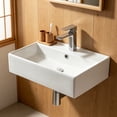 17.7" x 12.2" Modern Floating Wall Mount Bathroom Sink, with Overflow ...