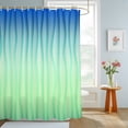Bathroom Shower Curtain Teal Gradient Stripe Watercolor Waterproof ...