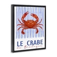 Stupell Industries Le Crabe Nautical Stripes Black Framed Floater ...