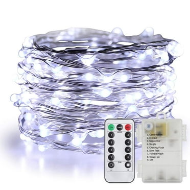 33 Feet 100 Led Fairy Lights Battery Operated with Remote Control Timer ...