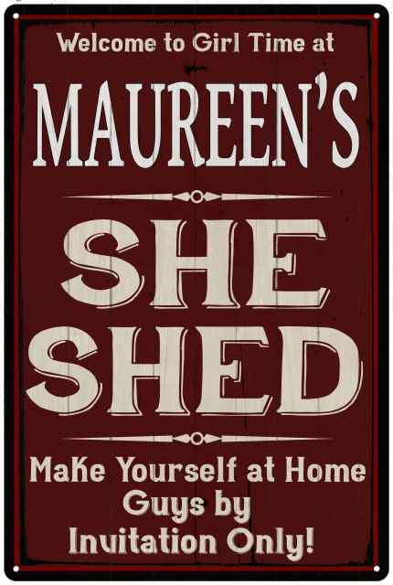 MAUREEN'S She Shed Sign Red Wall Shack Decor Lady Cave 8 x 12 Matte ...