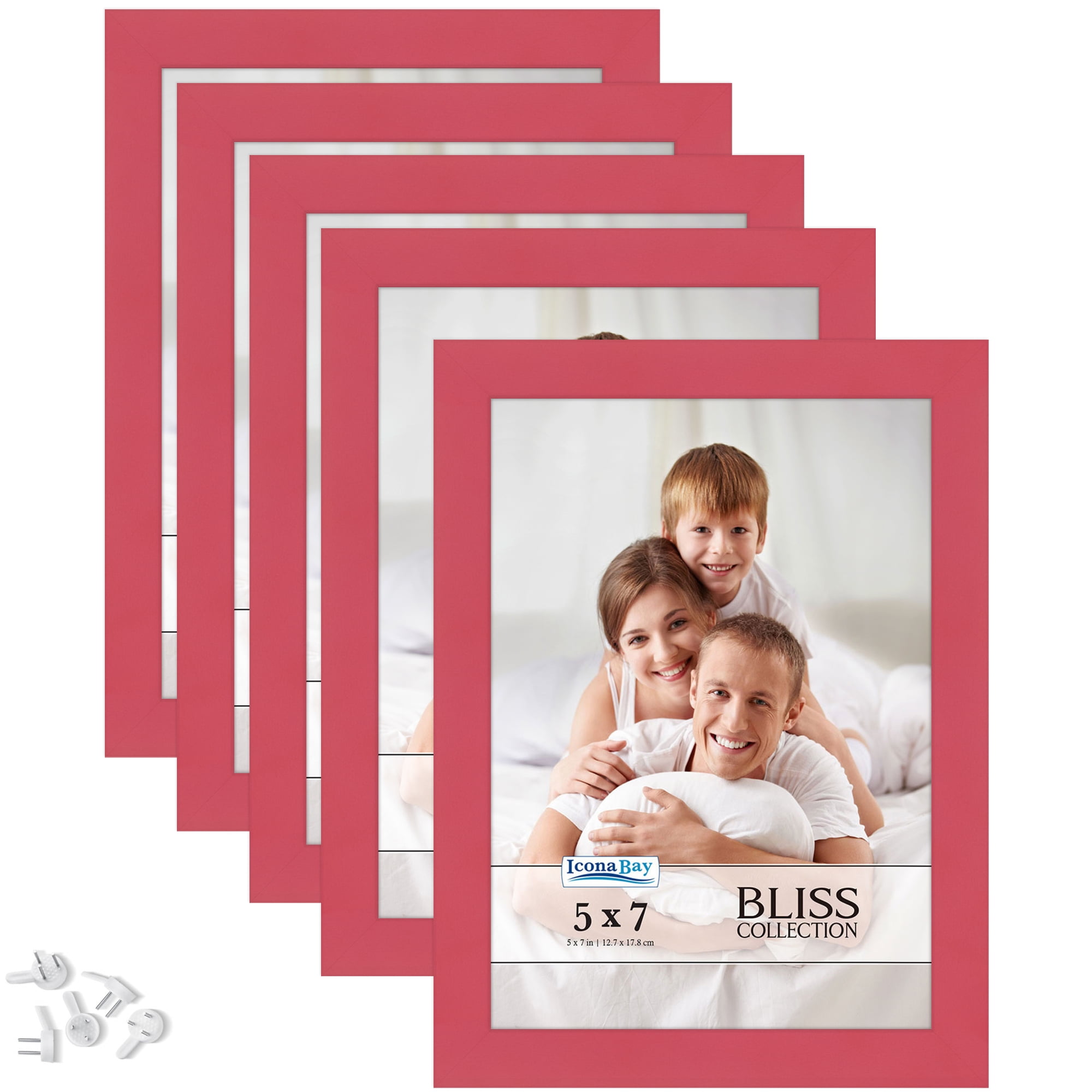 Icona Bay 5x7 Red Picture Frames, 5 Pack, Bliss Tabletop Frames ...