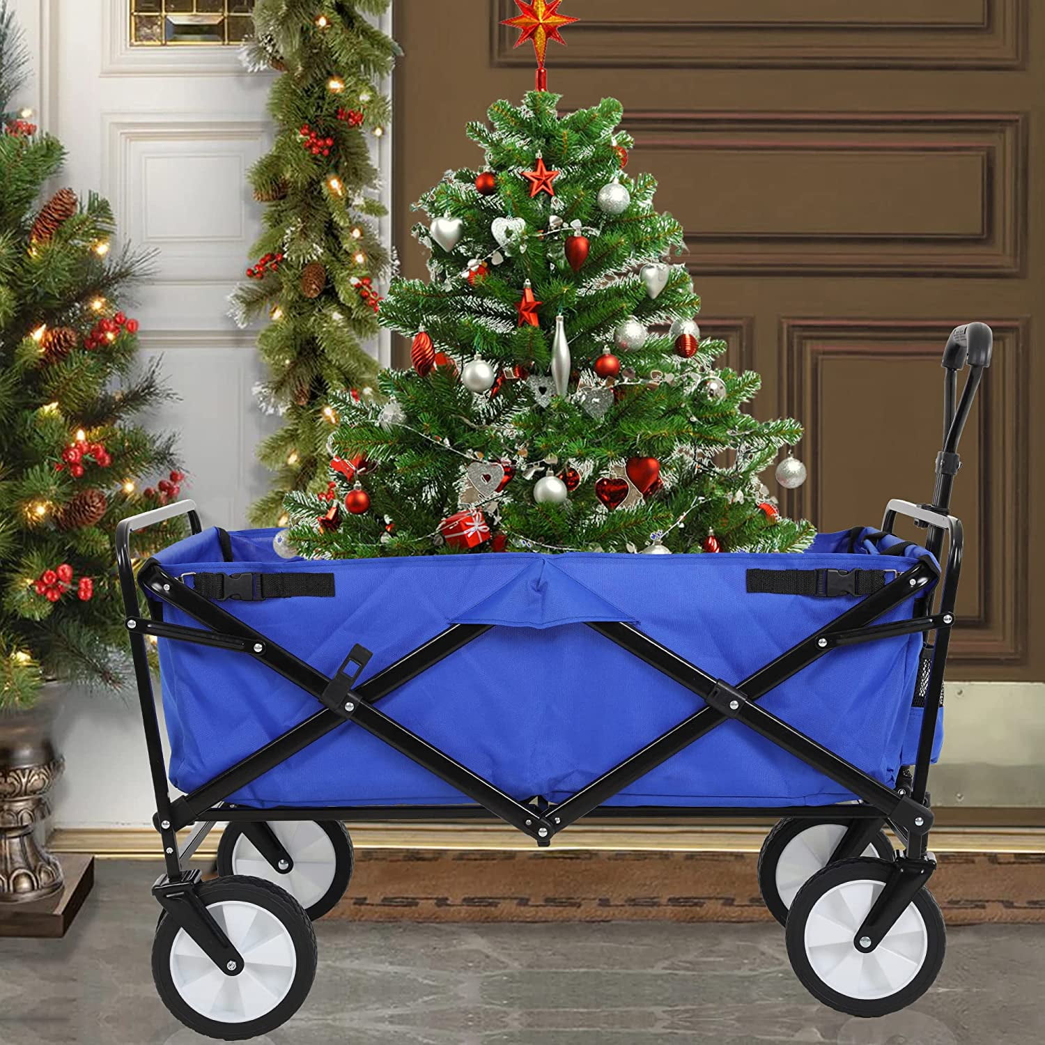 YRLLENSDAN Collapsible Garden Cart with Wheels, Folding Garden Carts ...