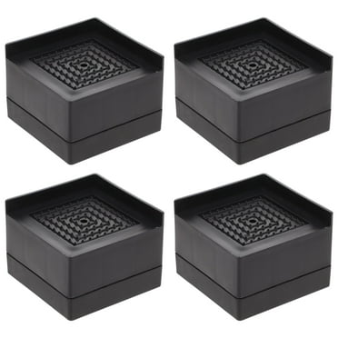 M&Q Bed Risers 4 Inch 4 Pack Black Support 7000LBs Heavy Duty Furniture ...