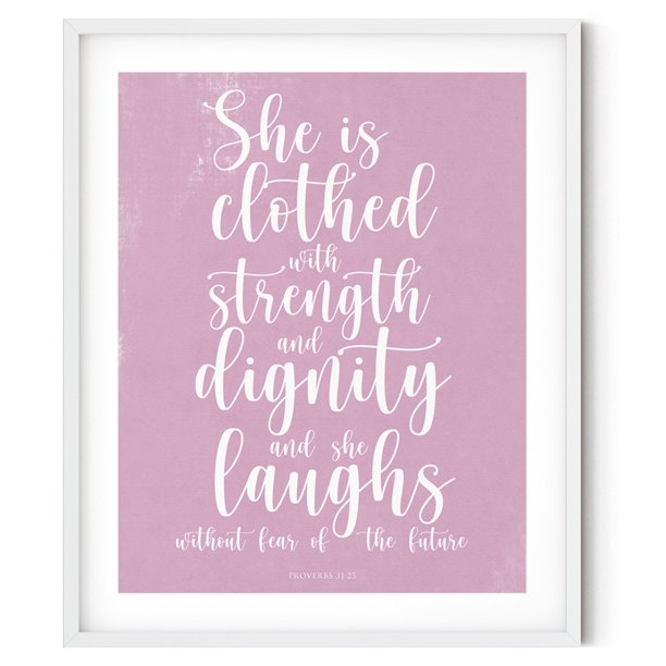 Proverbs 31:25 Canvas Wall Art Christian Religious - 11x14 - Unframed ...
