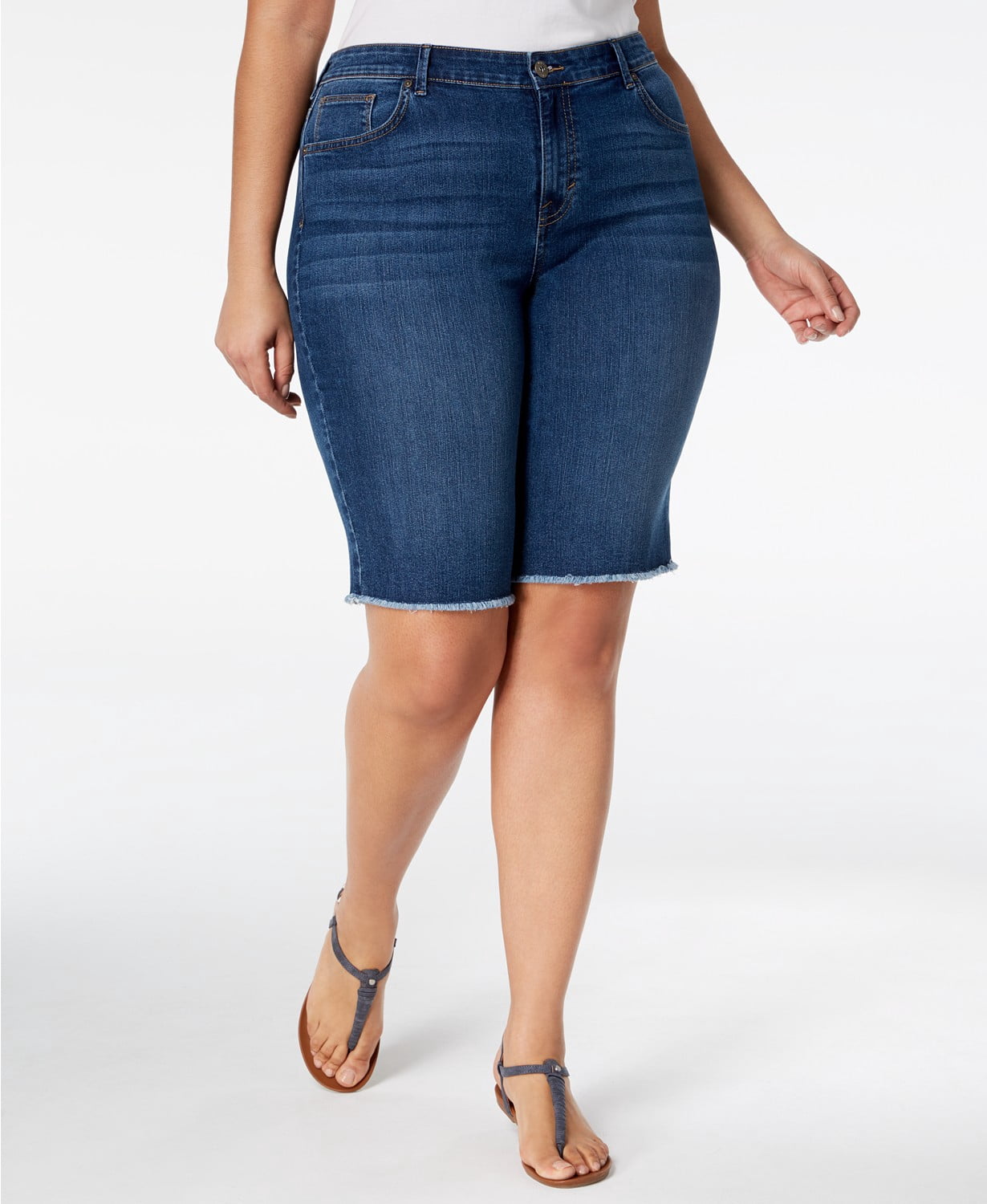 Style Co Frayed Hem Denim Bermuda Shorts Plus Size 22W